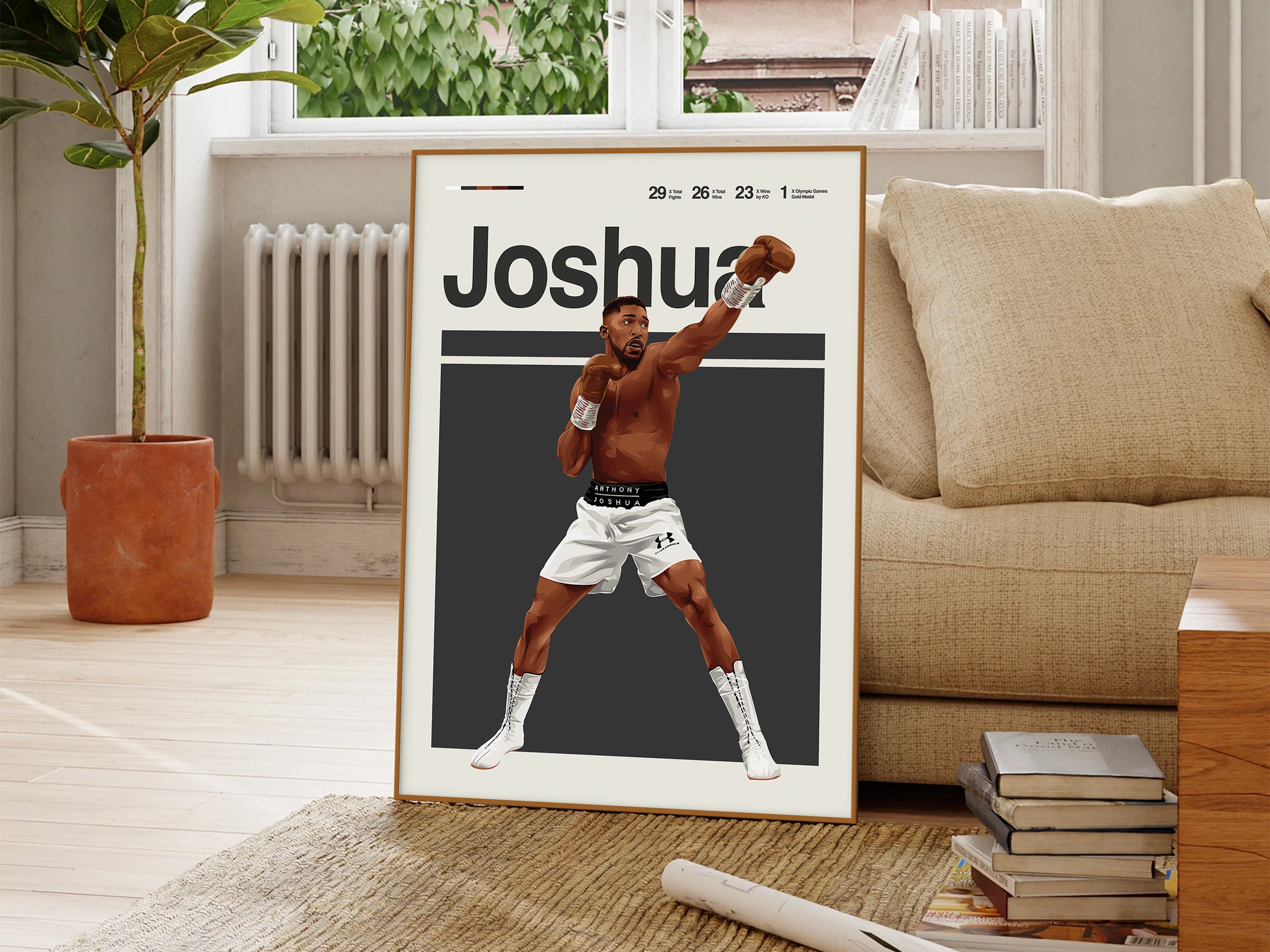 Anthony Joshua Poster, Boxing Poster, Modern Boxing Print, Minimalist ...