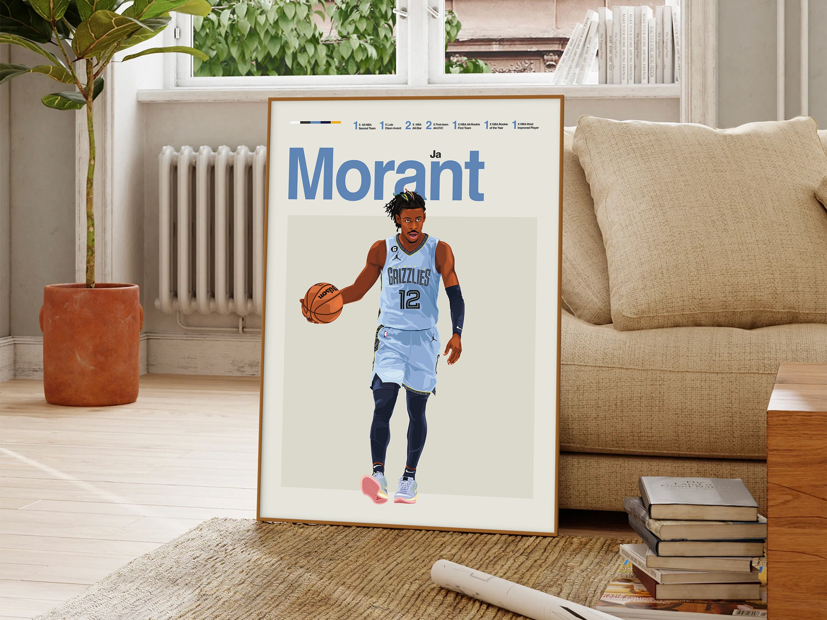 Ja Morant Poster, Basketball Poster, NBA Basketball Print, Basketball ...