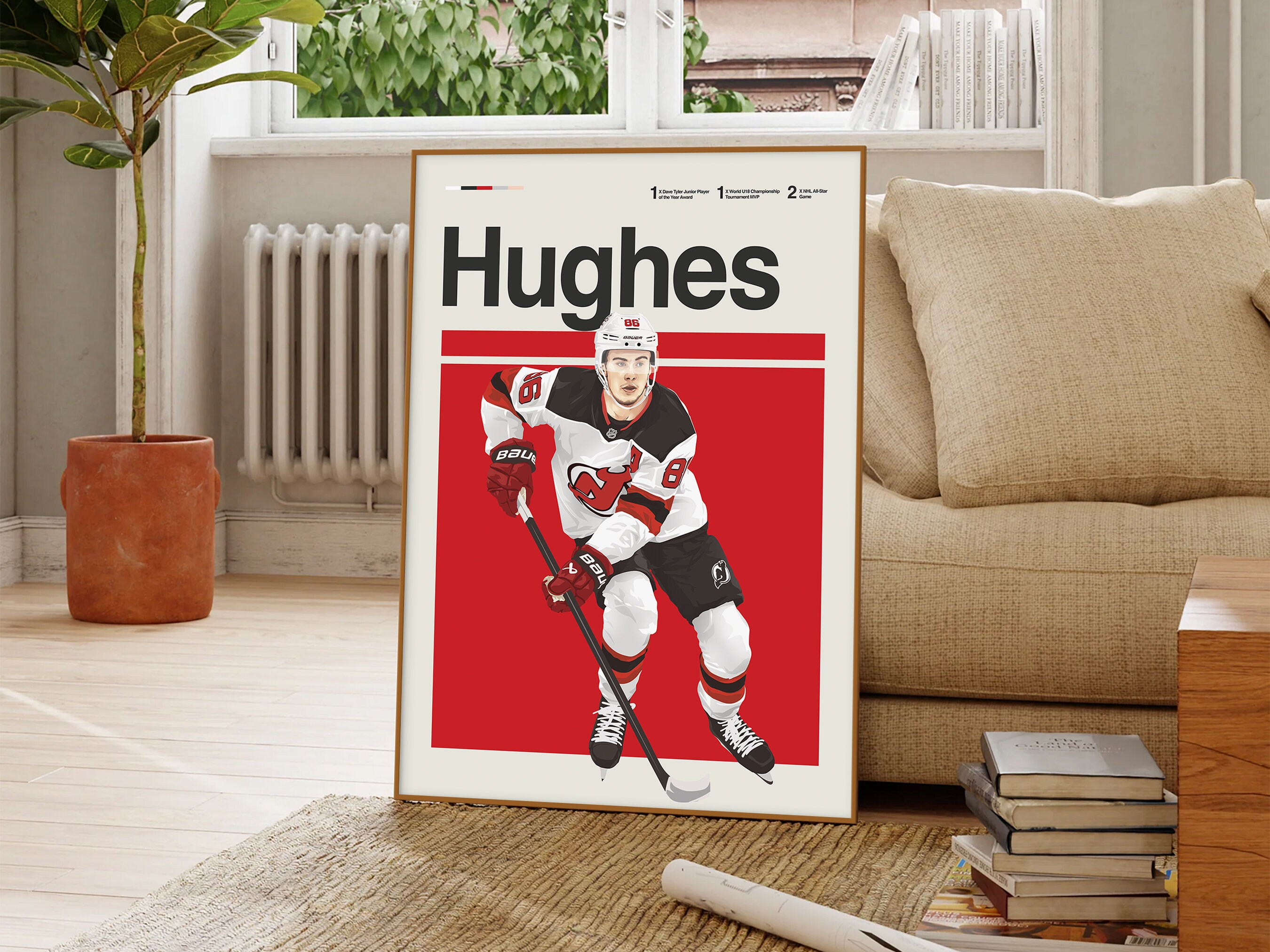 Jack Hughes Poster, Hockey Poster, Modern Hockey Print, Minimalist NHL ...