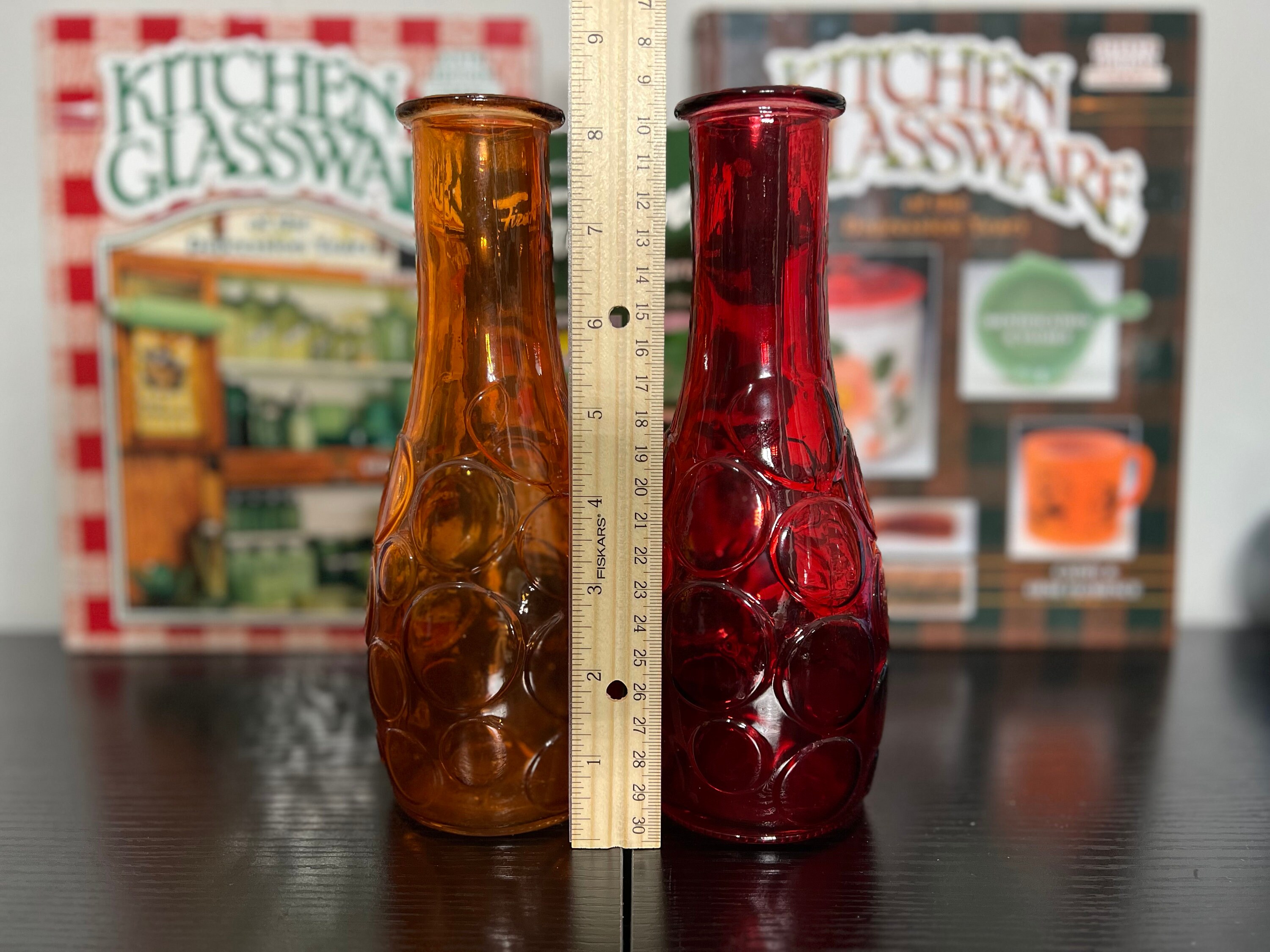 Vintage DPS Circles Bud Vases Red and Orange Set of 2 - Etsy