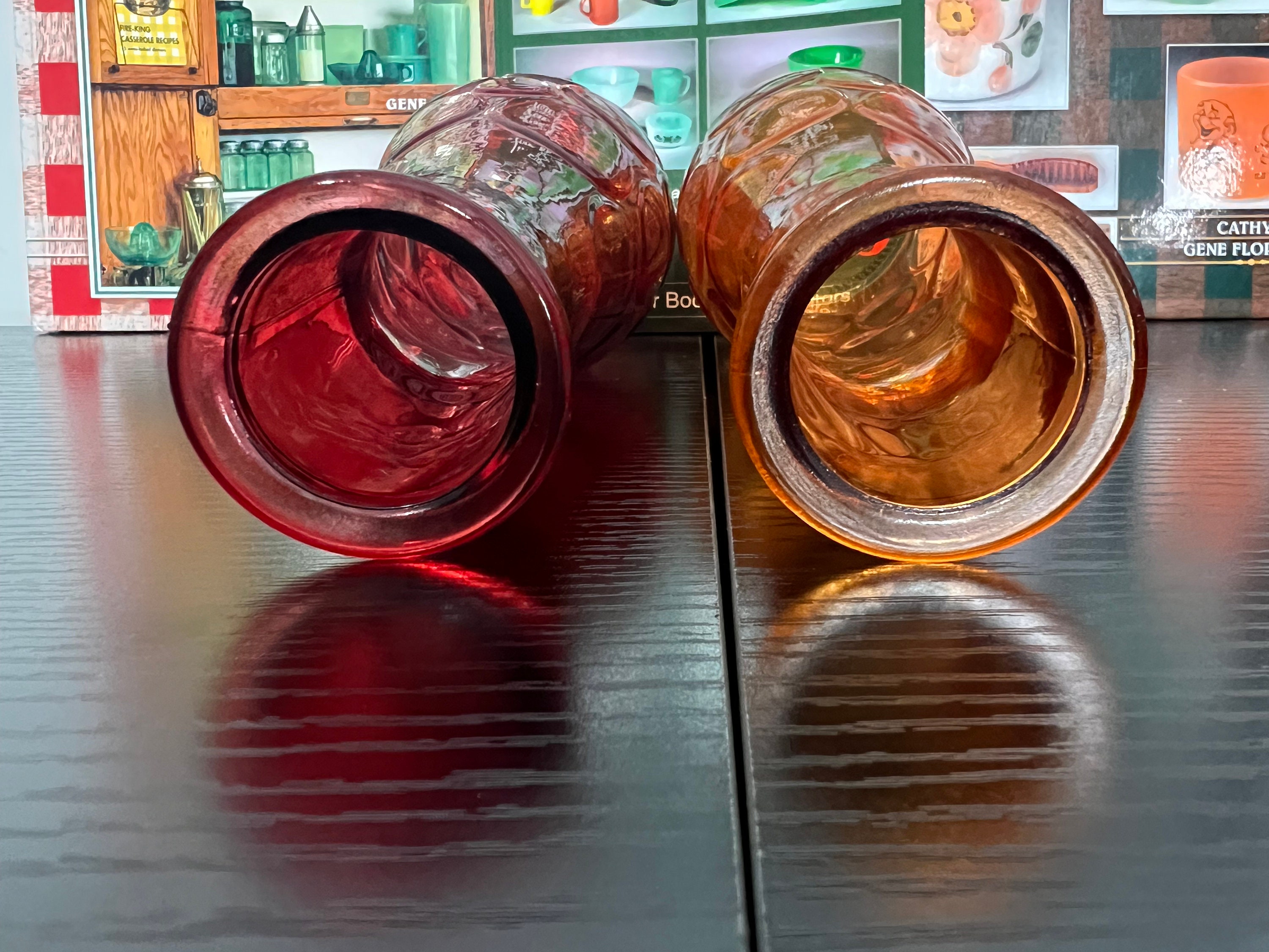 Vintage DPS Circles Bud Vases Red and Orange Set of 2 - Etsy