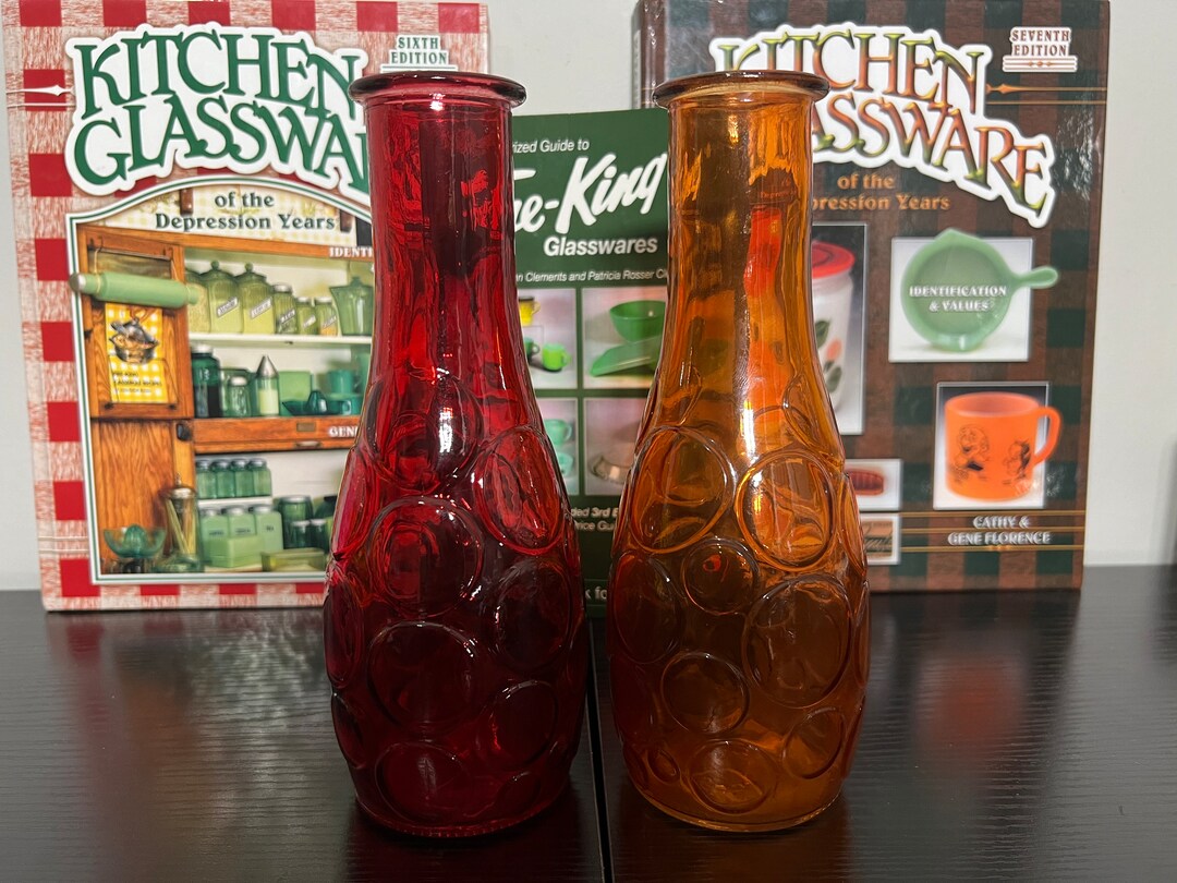 Vintage DPS Circles Bud Vases Red and Orange Set of 2 - Etsy