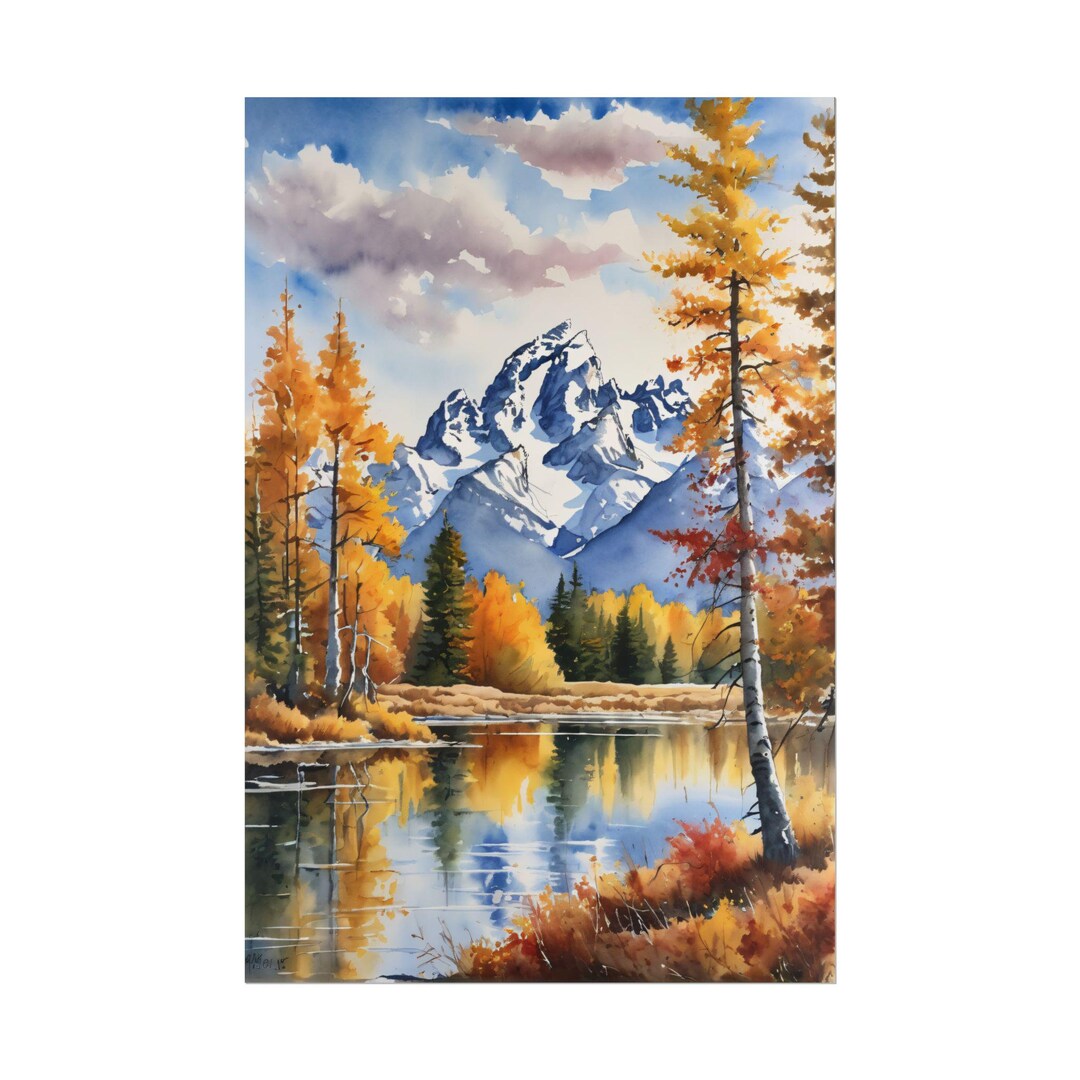 Grand Teton Print, Watercolor Wyoming Painting, National Park Poster ...