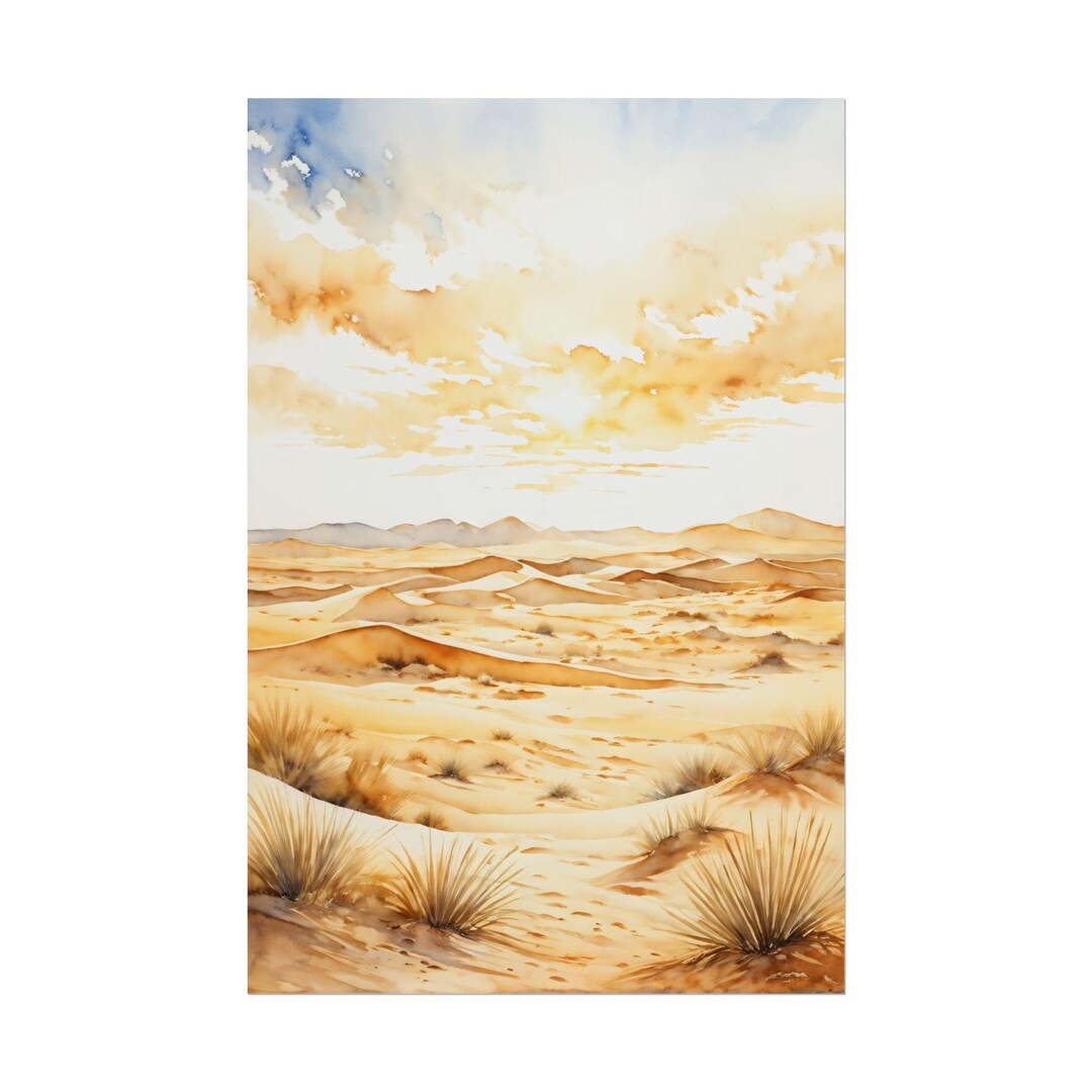 Watercolor Desert Landscape Art Print, Nature Poster, Saguaro Desert ...