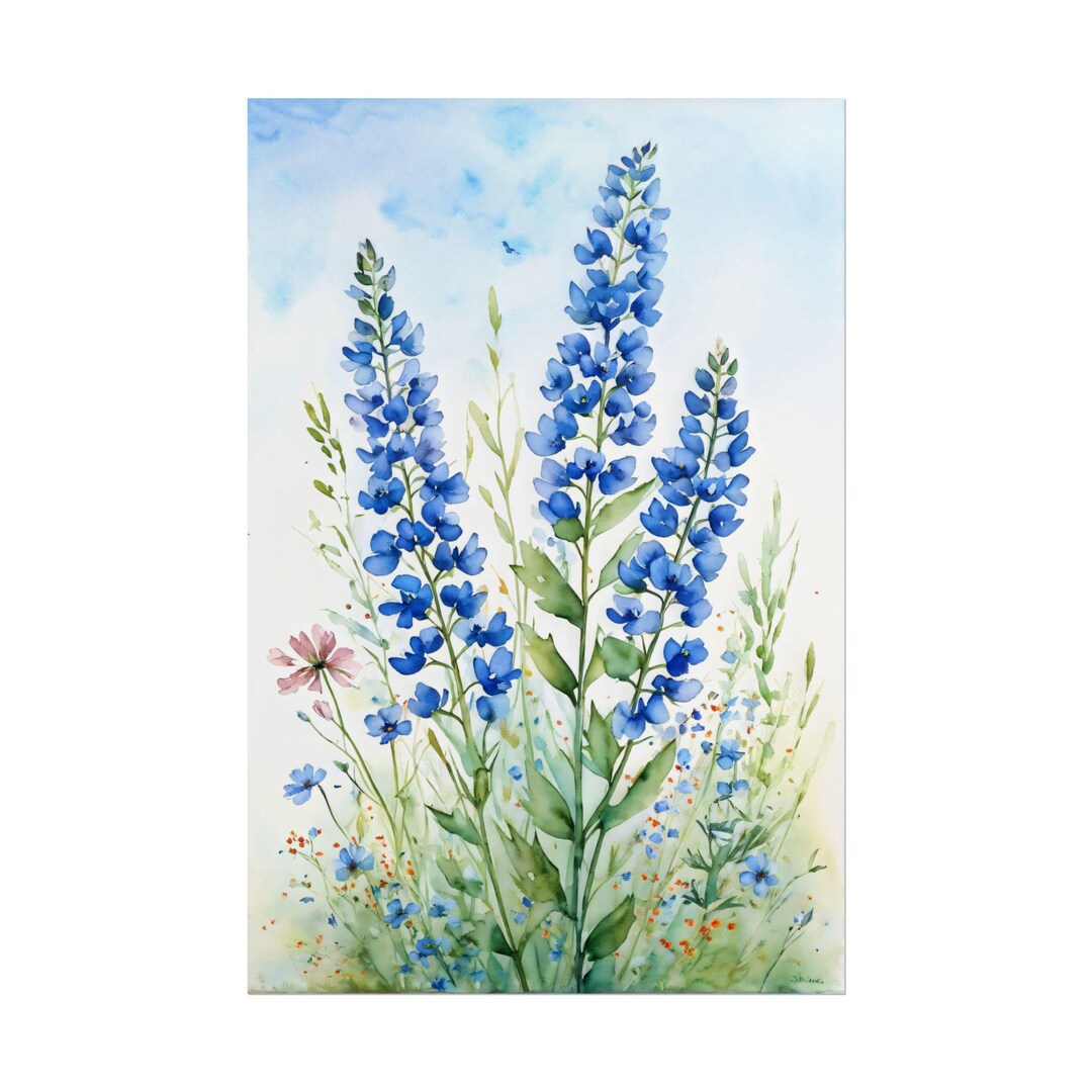 Watercolor Blue Wildflowers Watercolor Painting, Meadow Art Print ...