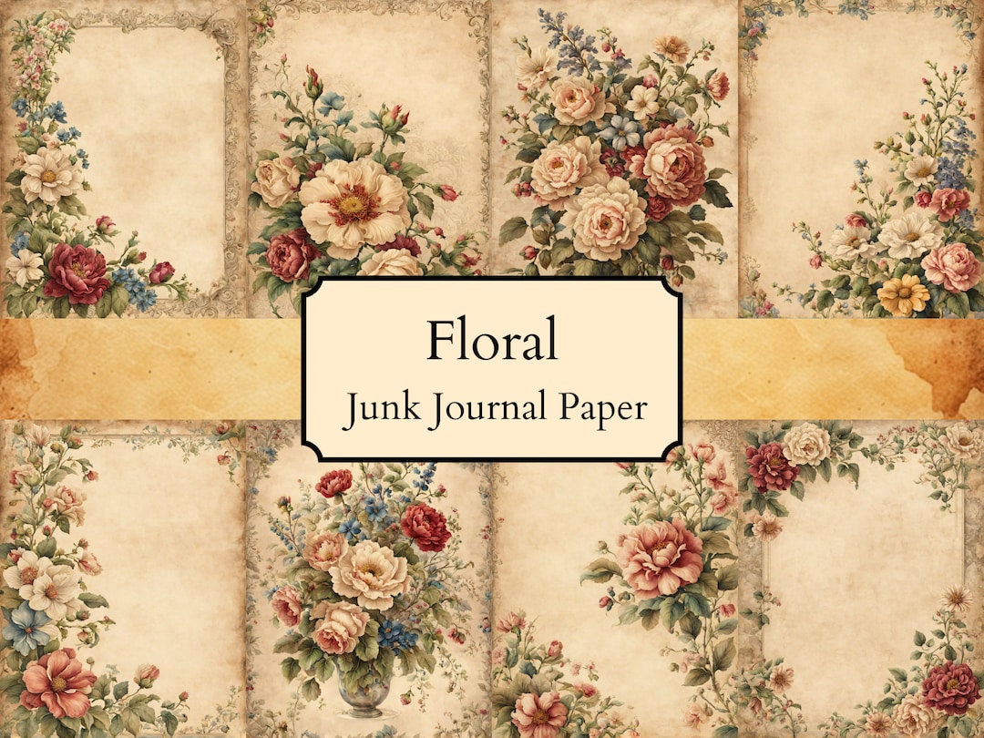 Floral Junk Journal Kit, Roses Paper, Flower Junk Journal Kit ...
