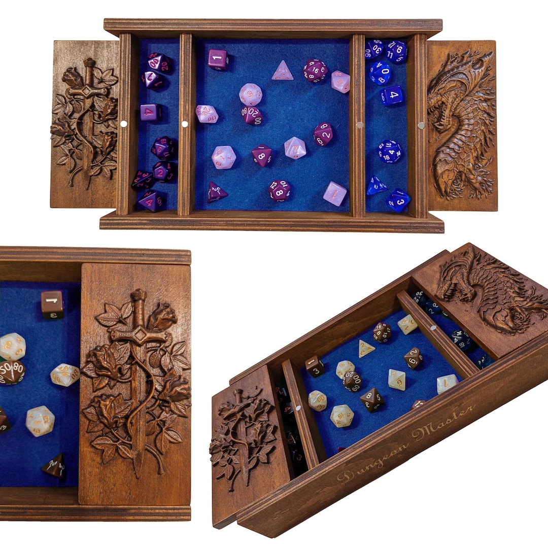 Custom Dnd Dice Box, Dnd Rolling Tray Best Dnd Gift With Personalized ...