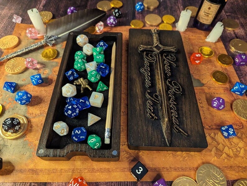 Dice Box Your 3D Text Original Dnd Vault and Dice Holder Made of Old ...