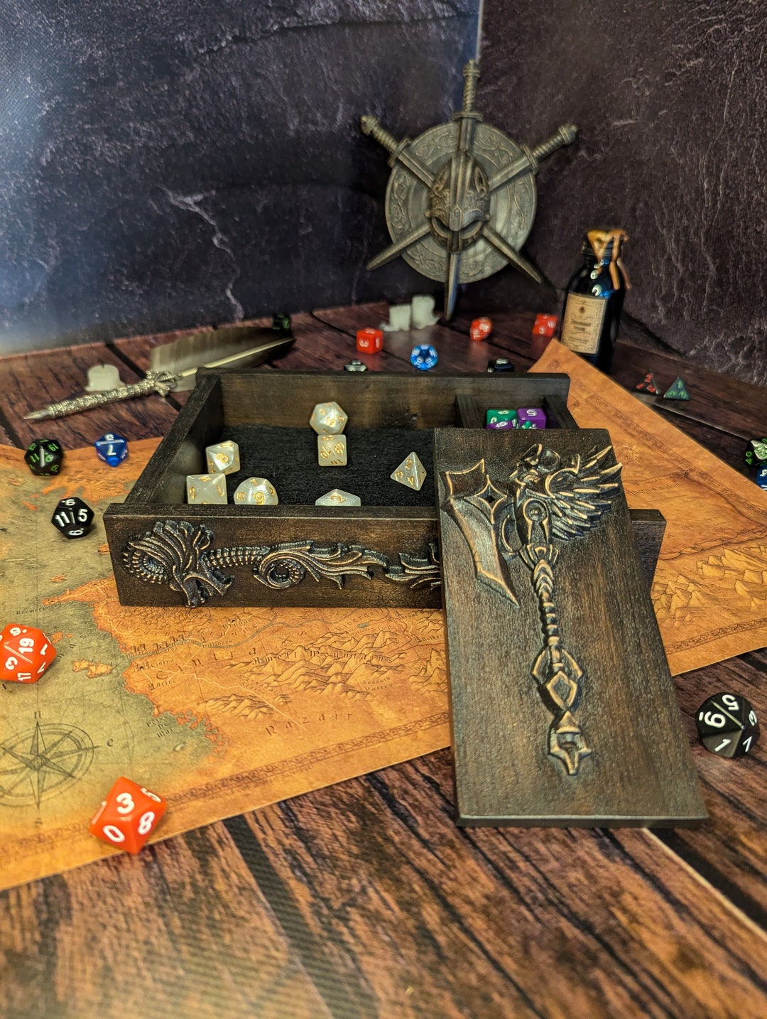 DND Dice Case and Rolling Tray for Dnd and RPG Gamers Anniversary Gift ...