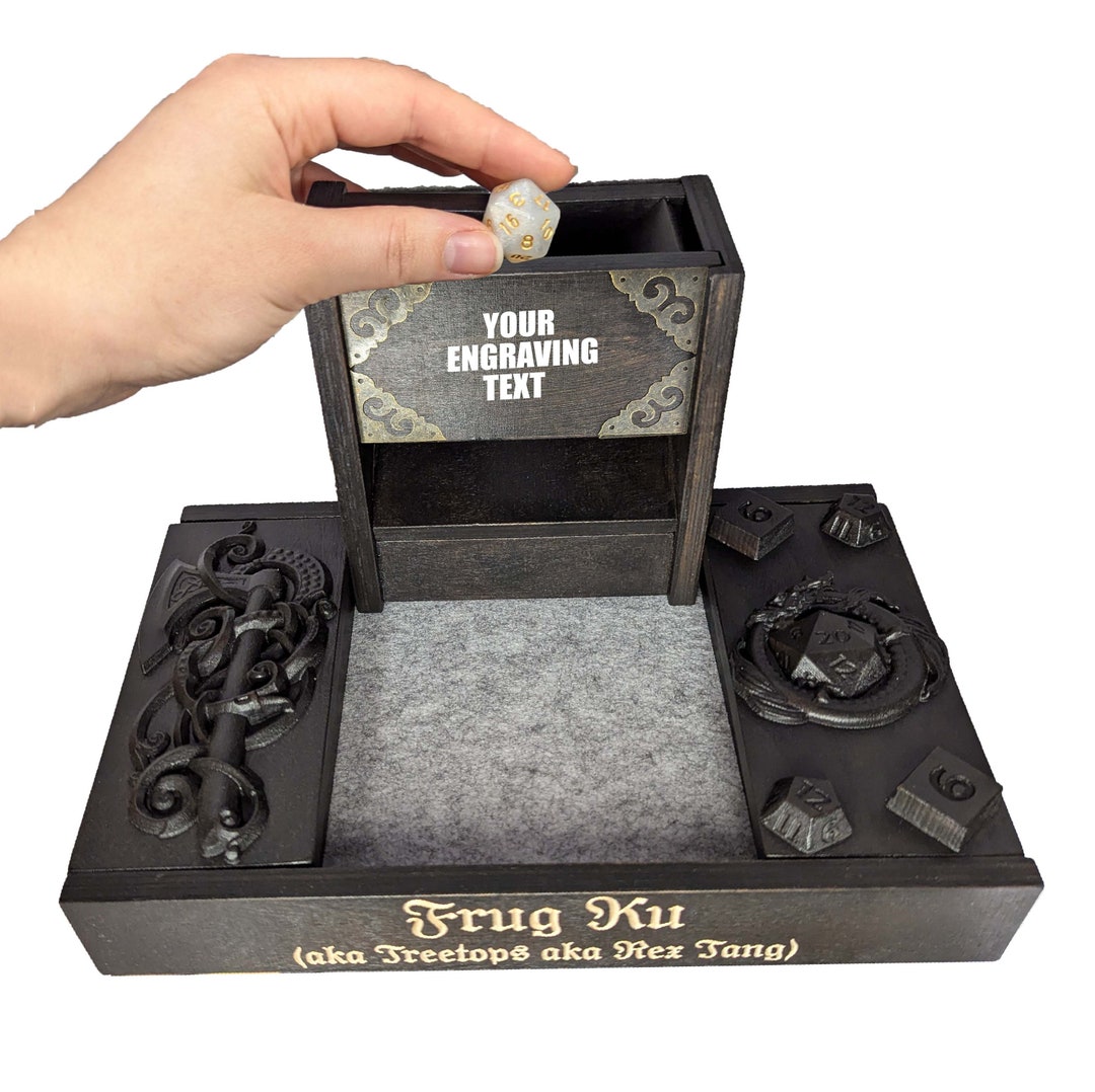 Wooden Dice Tower, Dice Personalized Storage Box, D&D Gift, Tabletop ...