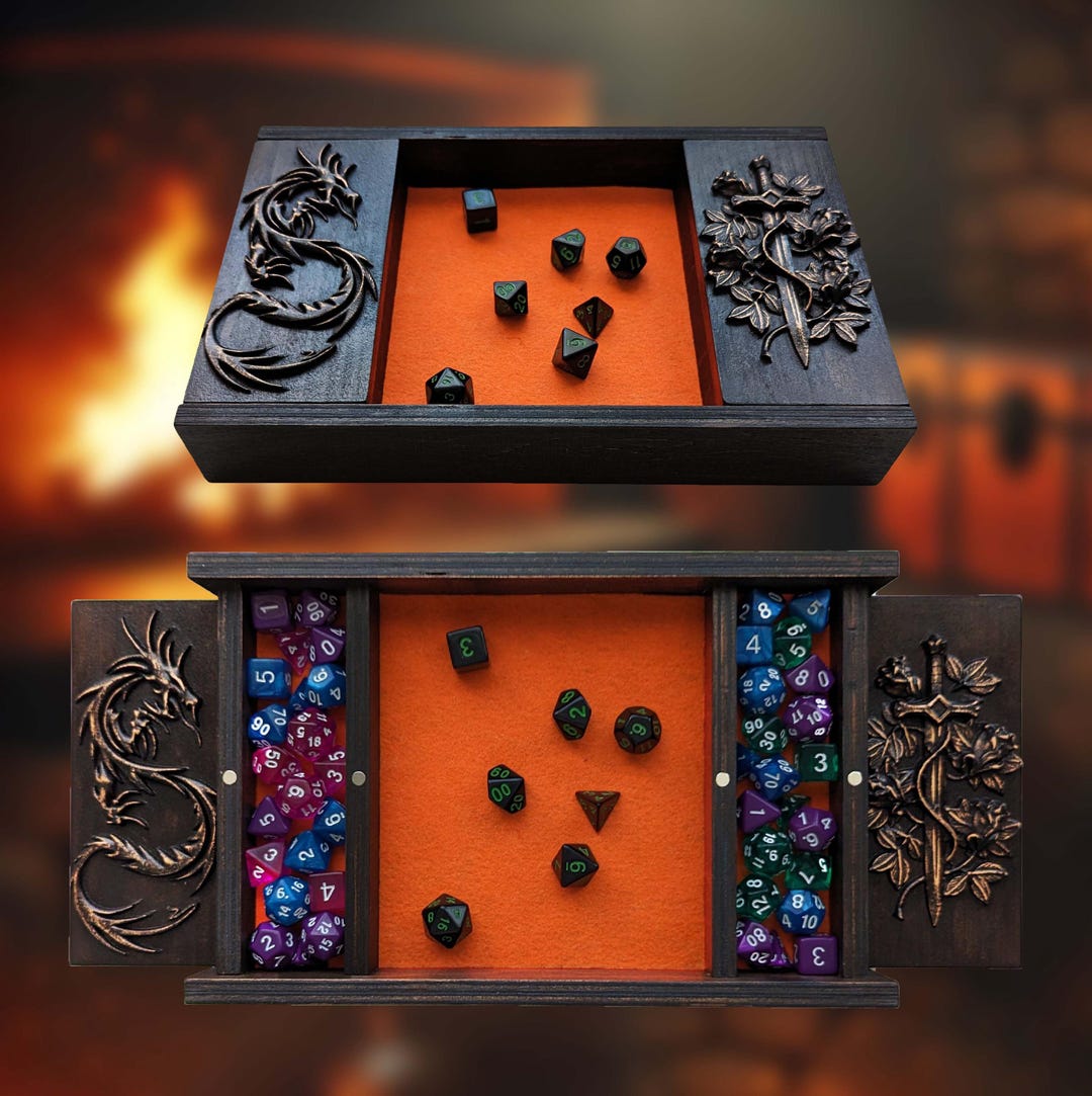 Wooden Dice Box - Wargaming Dice Tray | Dice Holder Storage Tray for ...