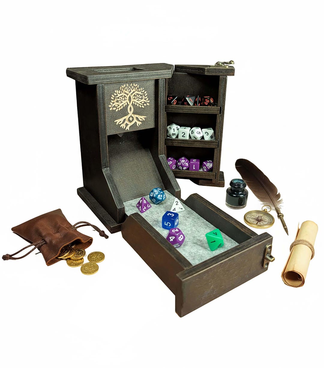 Dice Storage Box With Custom Tower | Personalized Large DND Dice Box ...