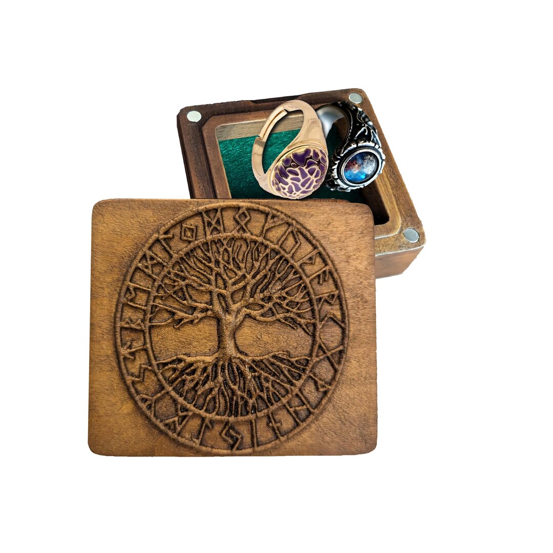 DND Wedding Ring Box Tree of Life, Wooden Custom Engraved Engagement ...
