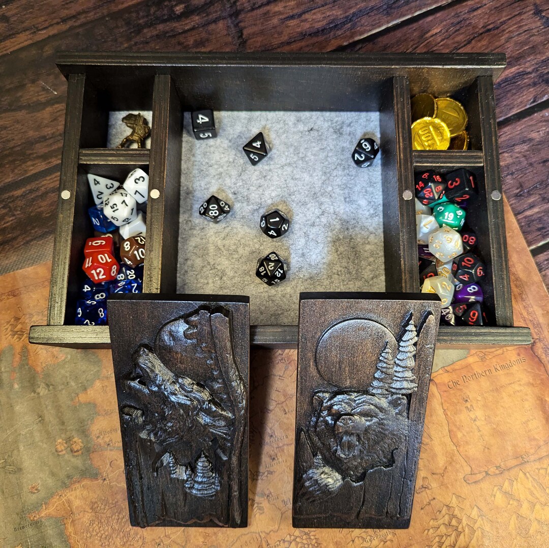 Large Dice Tray With Compartments for Dice, Miniatures and Rolling Area ...