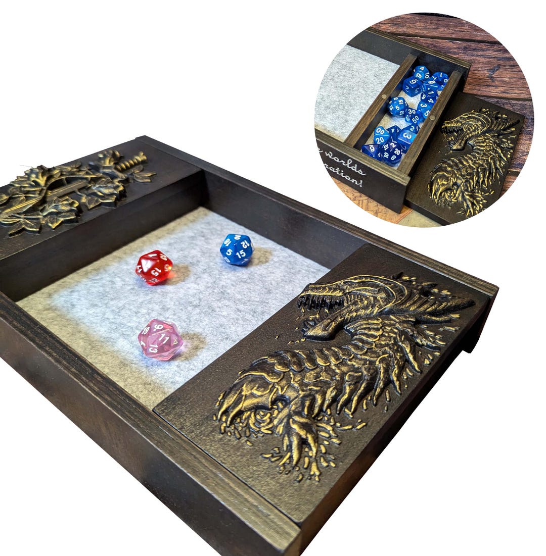 Dice Holder With Gold Tone | Dnd Dice Box Wood | Custom Portable ...