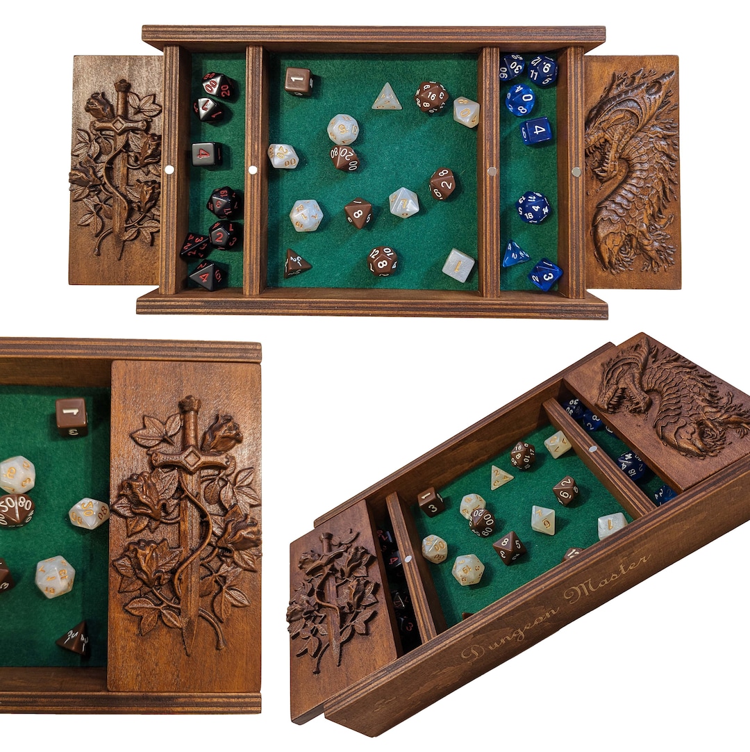 Custom Dnd Dice Box, Dnd Rolling Tray, Personalized Name Engraving ...