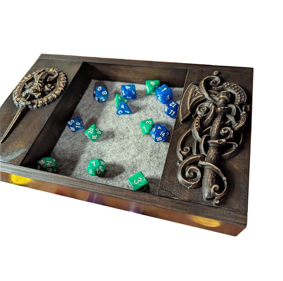 Dice Rolling Tray Wooden Dice Tray With Felt Dice Holder Dice Box ...
