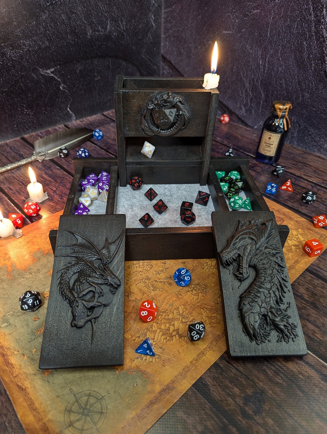 Dnd Dice Tower With Dice Tray, Personalized Custom Engraved Wood Tower ...
