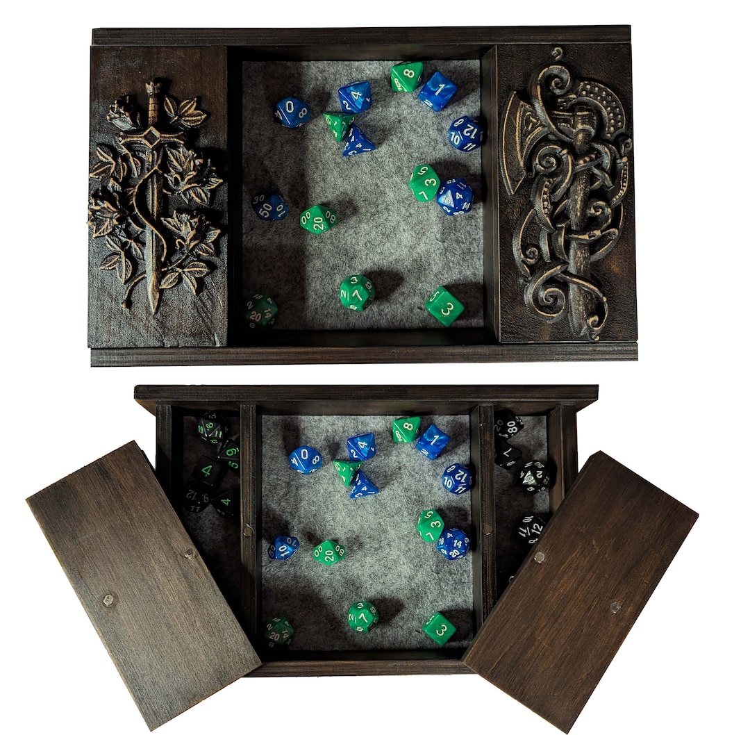 Dnd Dice Rolling Tray | Dice Tray With Felt | Dice Holder | Dice Vault ...