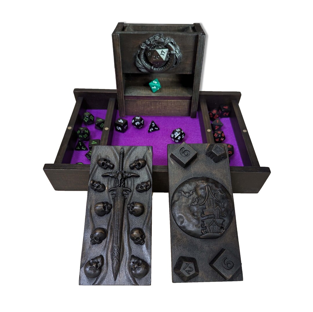 Halloween Dice Tower and Tray – Personalized Dnd Wooden Dice Box With ...
