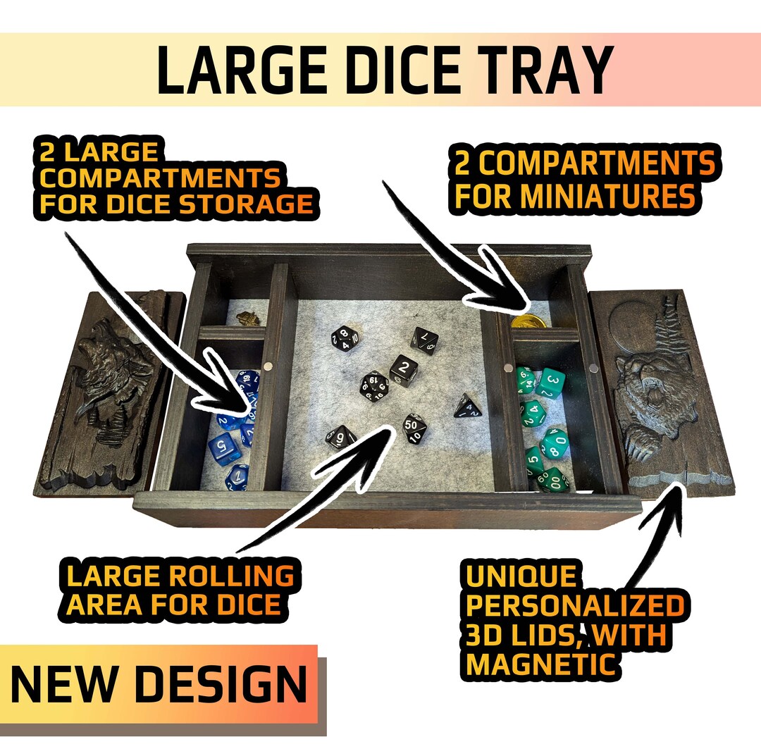 Dice and Miniature Organizer With Custom 3D Magnetic Lids, Dnd Gift for ...