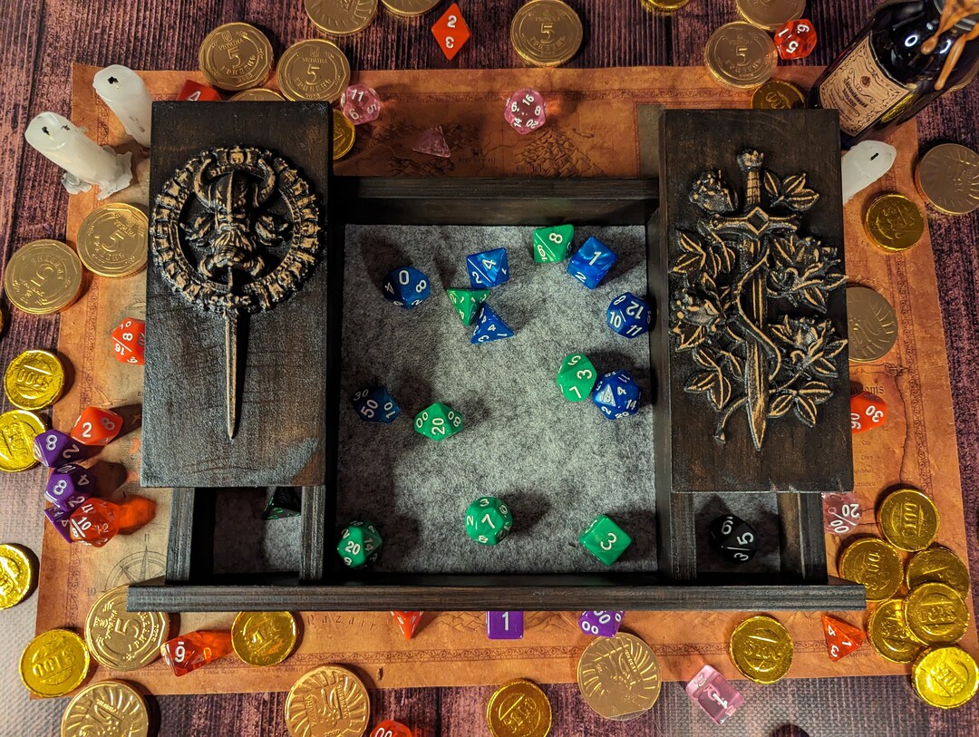 Sword Wooden Dice Rolling Tray: Felt Lined D&D Dice Holder - Etsy