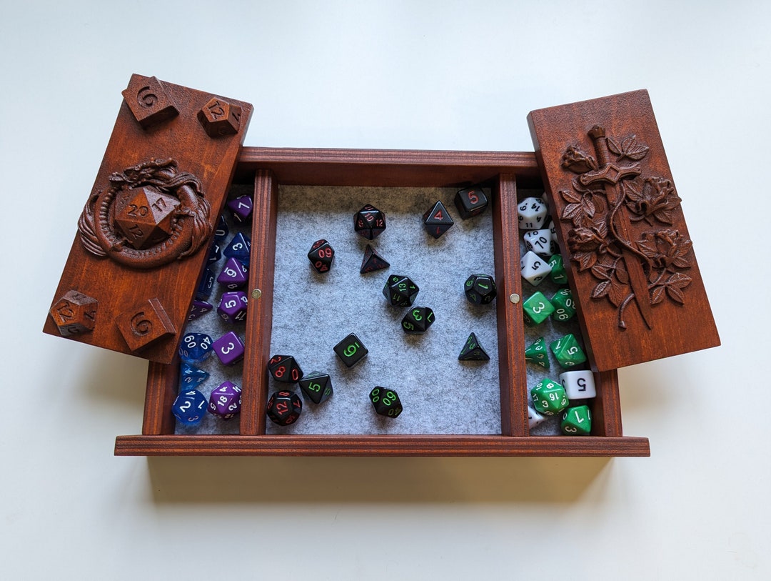 Custom Dnd Dice Box, Personalized Name Engraving, Dice Holder, Wooden ...
