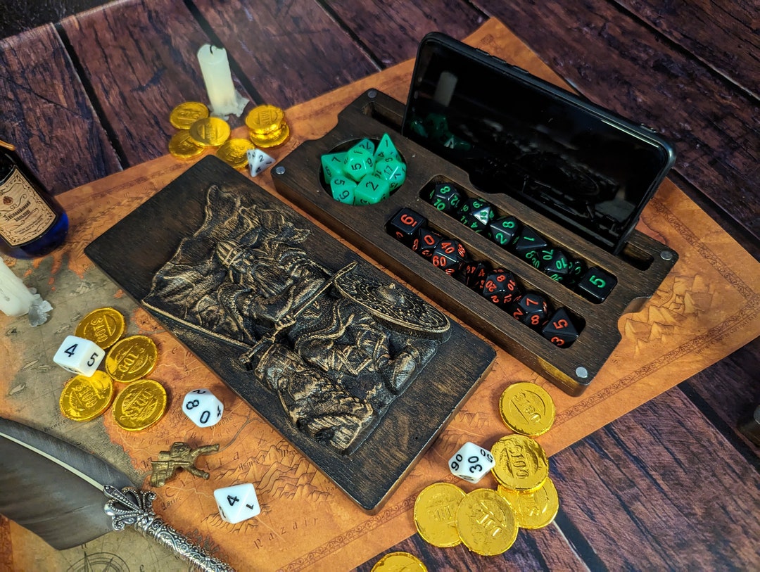 Dnd Dice Tray Gift for Friend Wooden Carved Dice Tray Dice Vault Dnd ...