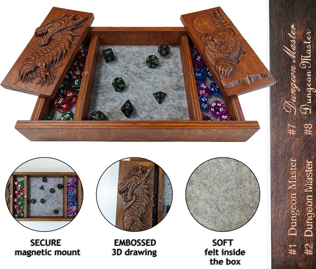 Personalized Wooden Dice Tray for D&D, Personalized Name Engraving ...