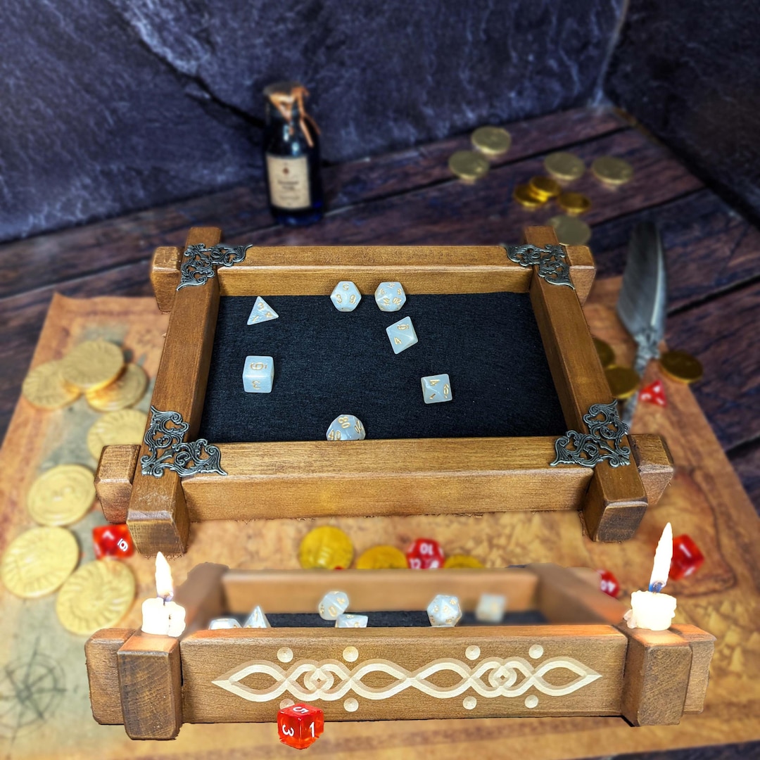Dnd Dice Tray and Storage, Dnd Dice Box Wood, Custom Dice Box Engraved ...