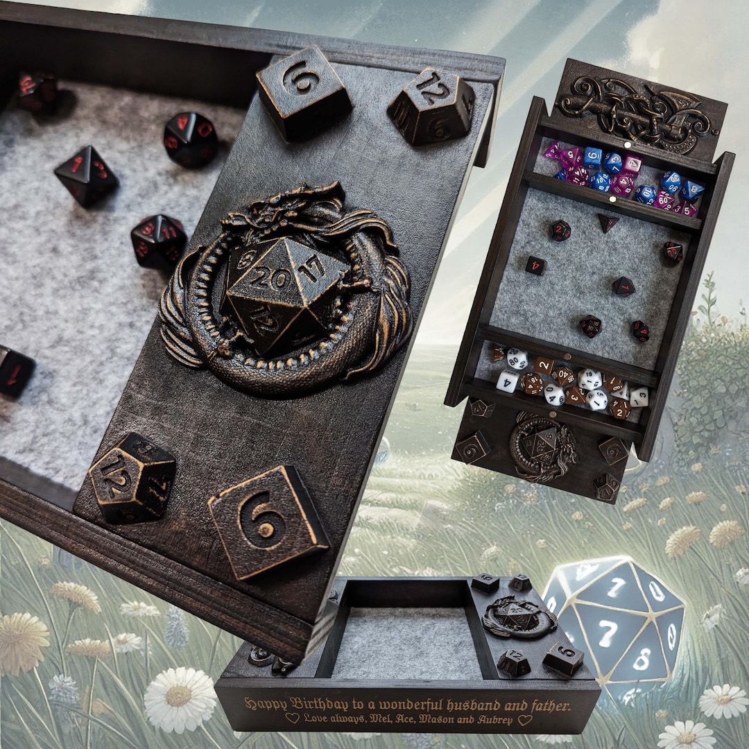 Personalized Dnd Dice Box, Dnd Gift, Dice Storage & Rolling Tray, Anniversary Gift, DND Birthday ...