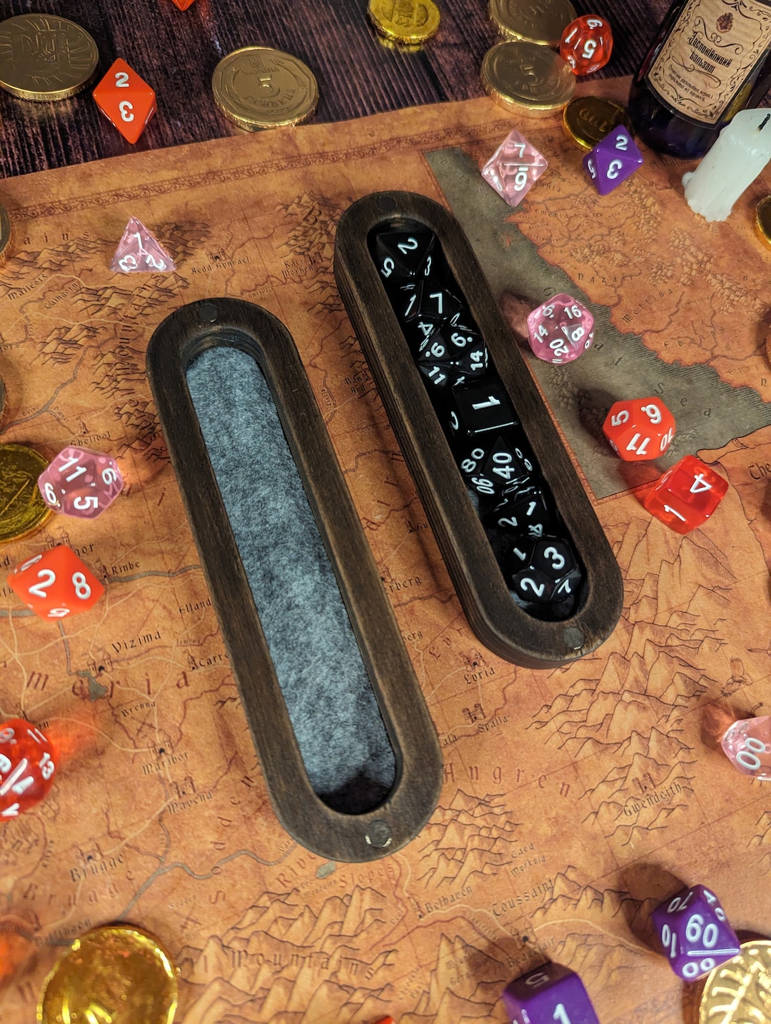 Rounded DND Wooden Box for Dice Dnd Dice Box for Tabletop RPG Games Dnd ...