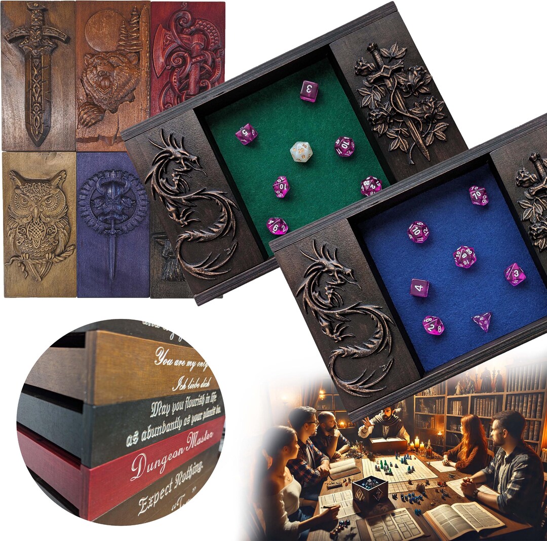 Dice Vault With Personalized 3D Engravings, Dnd Gift, Dice Storage ...