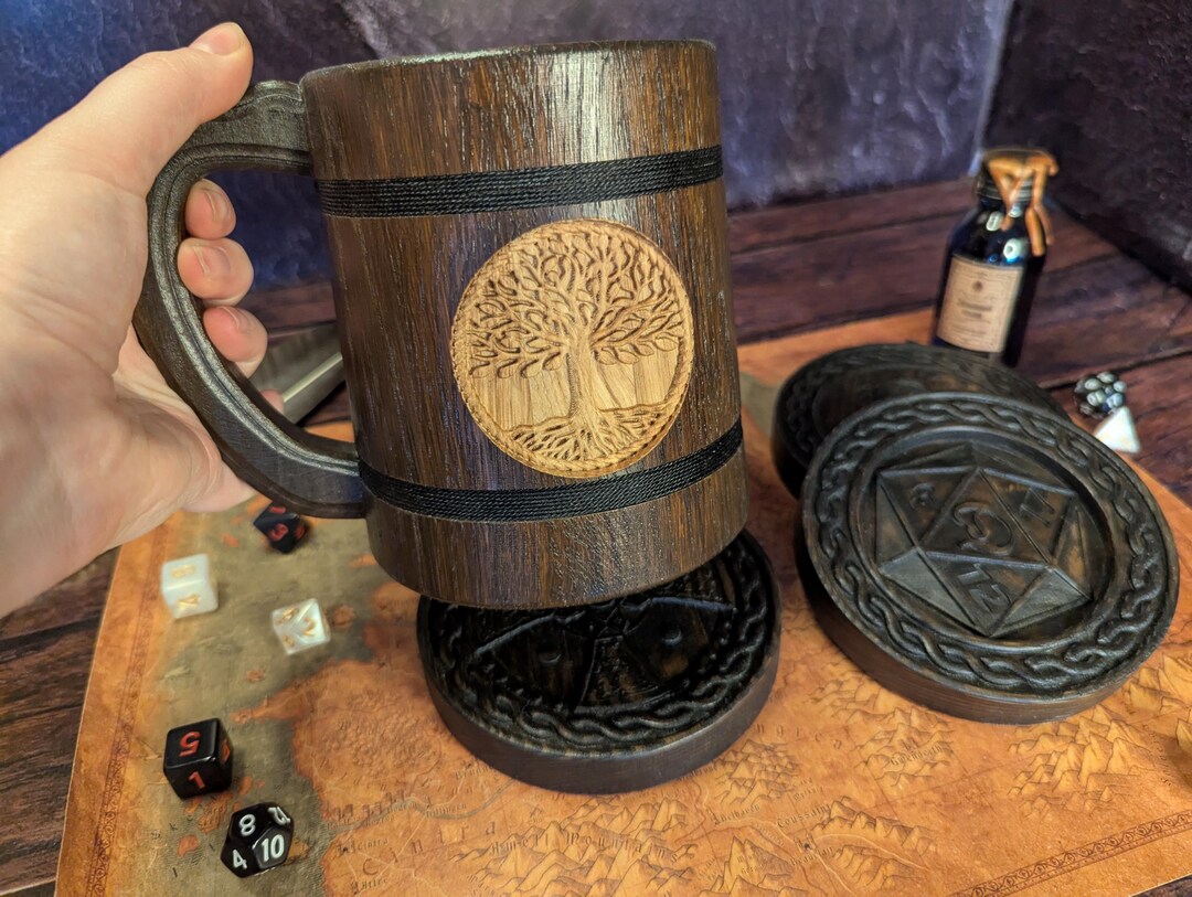 Dnd Beer Mug + BONUS Engraved Coaster | Tankard for RPG & Medieval ...