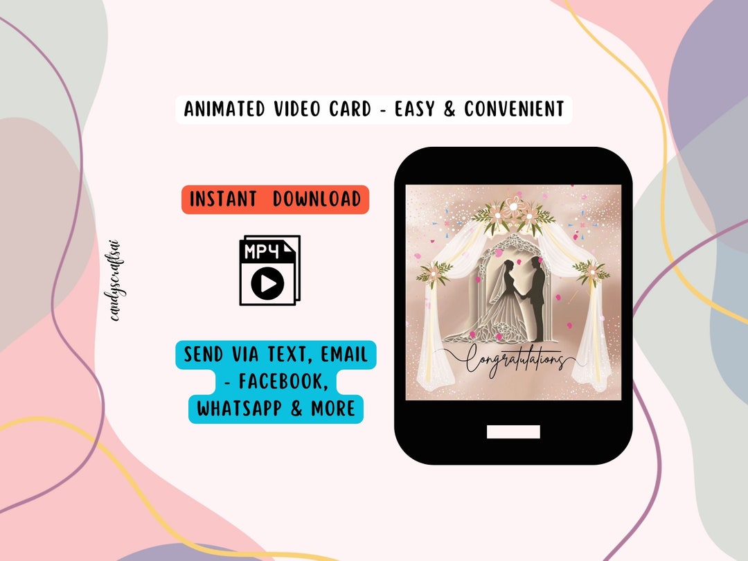Wedding Animated Ecard, Instant Download, MP4, Unique Video Greetings ...