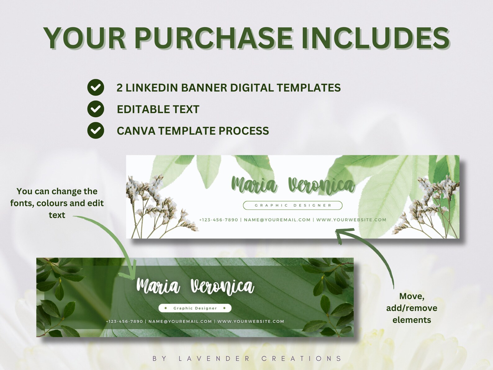Green Nature Editable Linkedin Banner With Contact Info | Canva ...