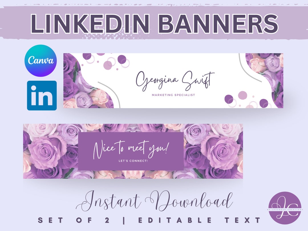 Linkedin Banner Canva Linkedin Cover Banner Editable Template Floral Linkedin Banner ...