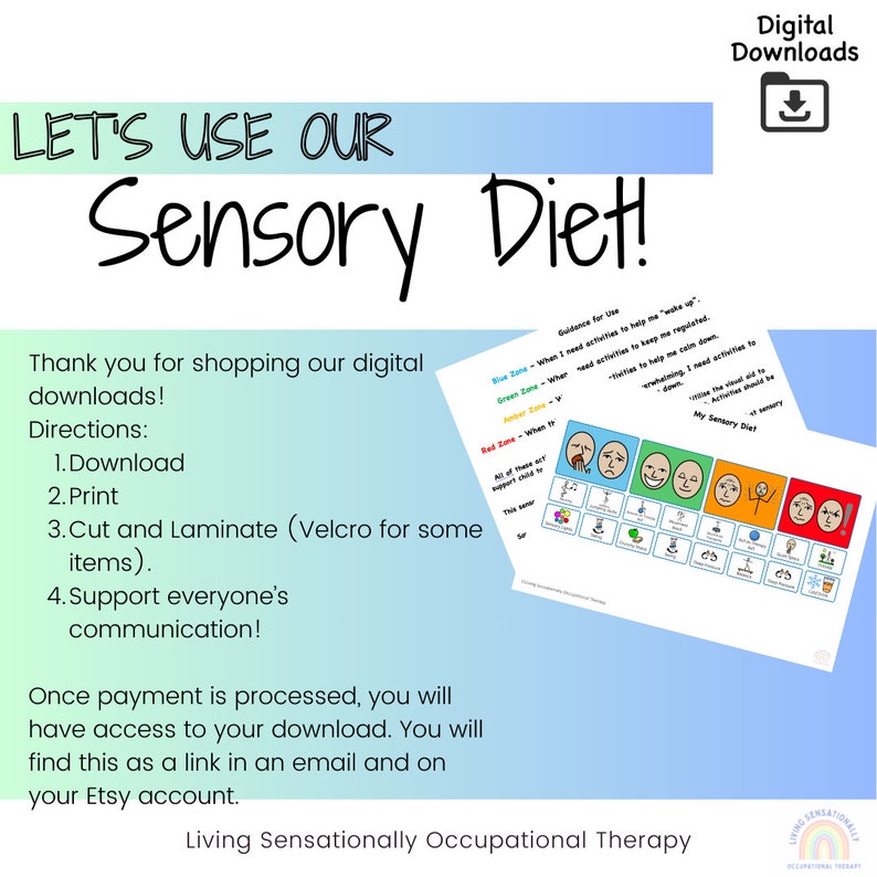 Sensory Diet - Visual Communication Aid - Etsy