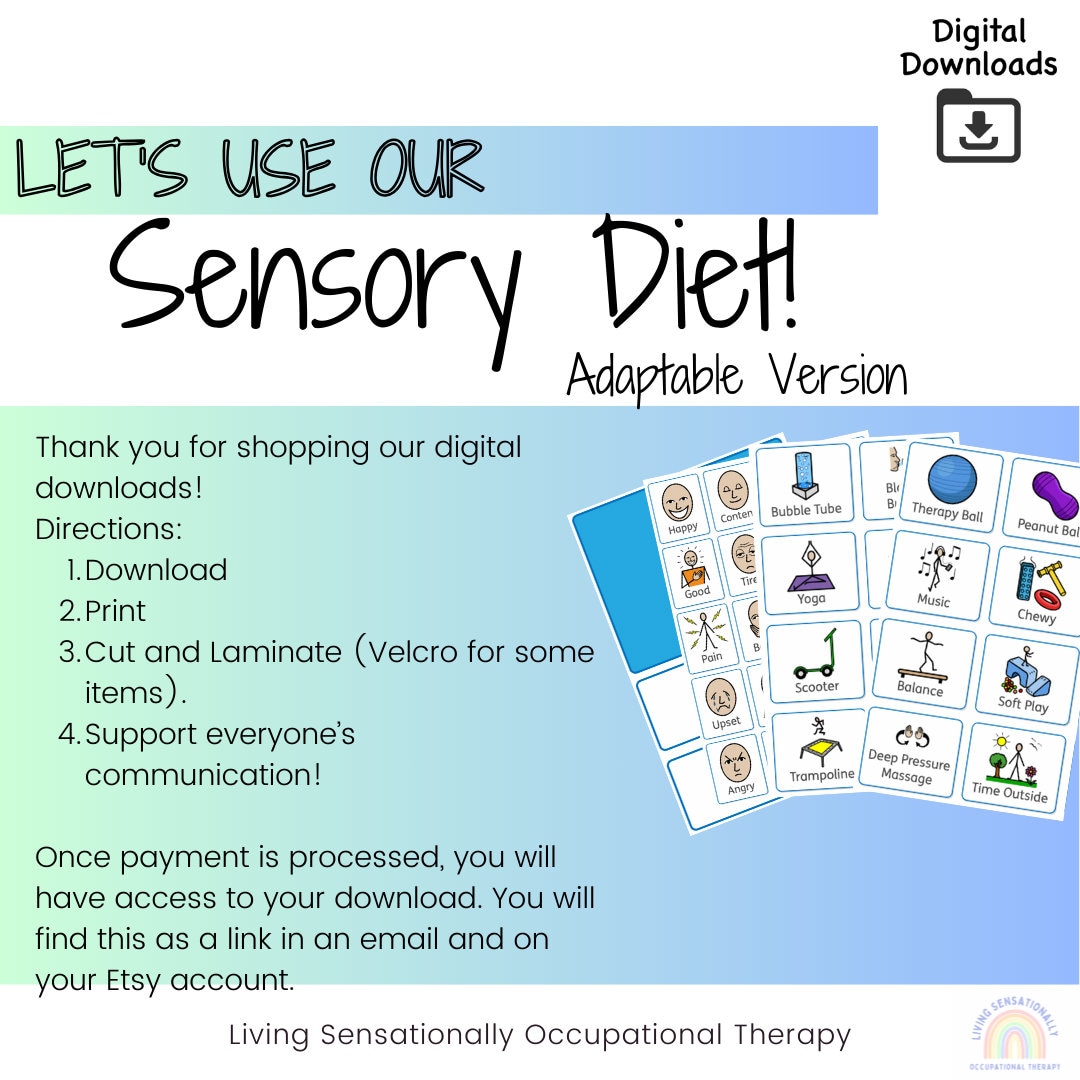 Sensory Diet (adaptable) - Visual Communication Aid - Etsy