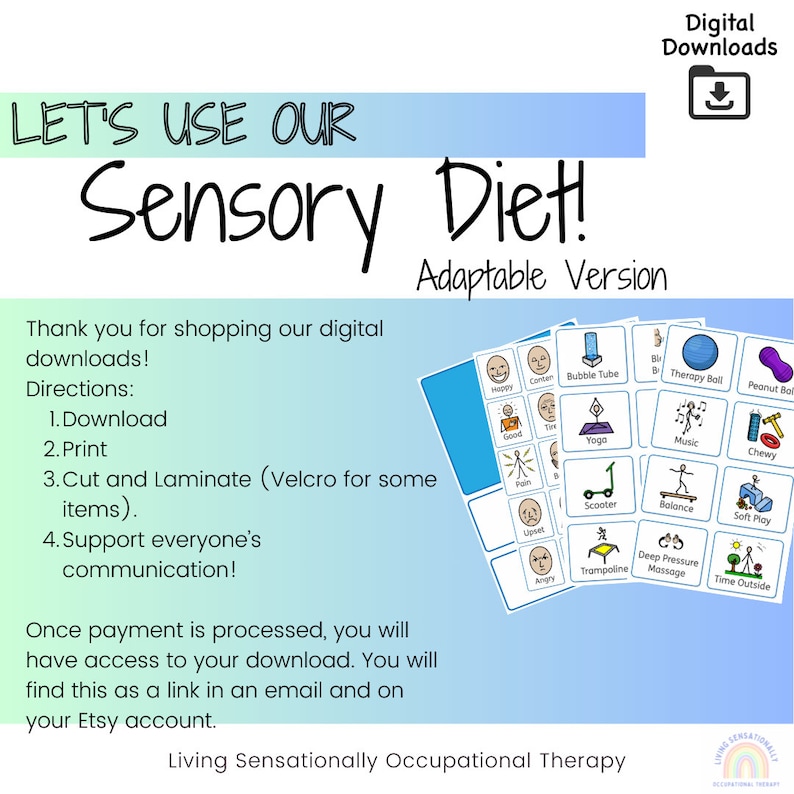 Sensory Diet (adaptable) - Visual Communication Aid - Etsy