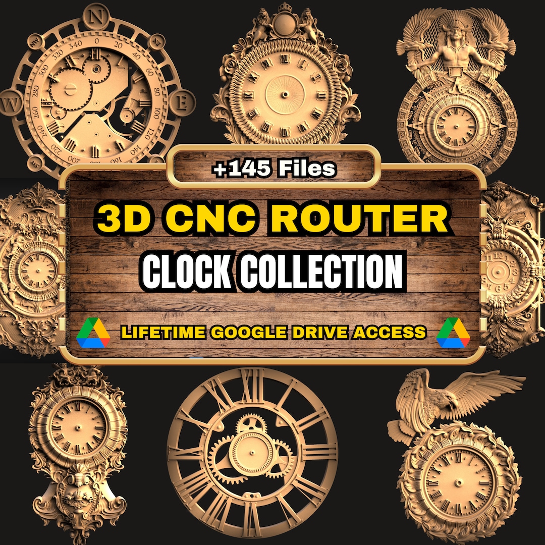 Clock Collection 3D CNC Router STL Pack: +145 STL Files of Clocks ...