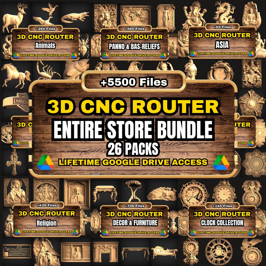 Buy 3D CNC Router STL Pack: 5500 STL File for 3D Cnc Router Machine 26 ...