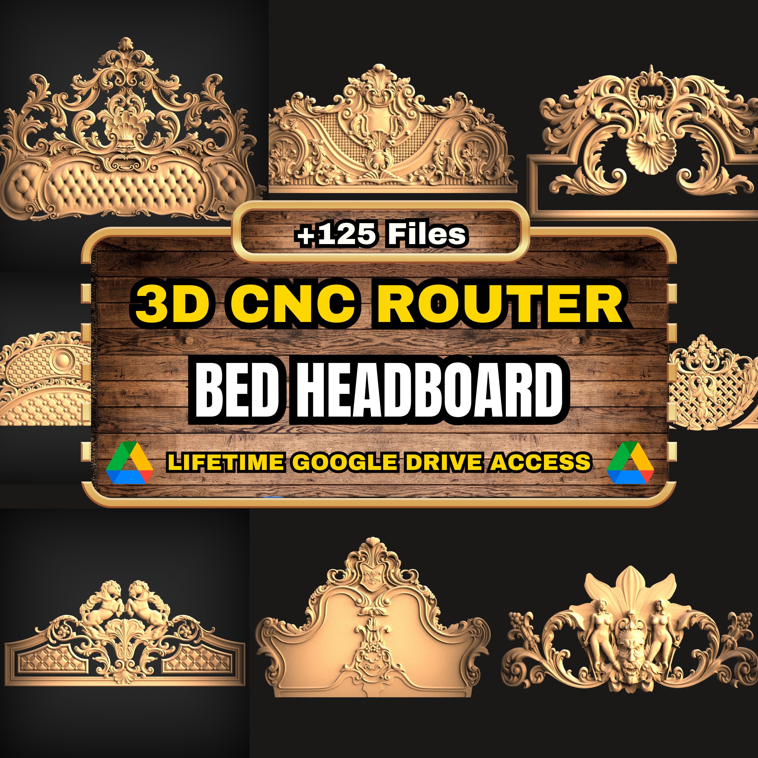 Bed Headboard 3D CNC Router STL Pack: +125 STL Files of Bed Headbord ...