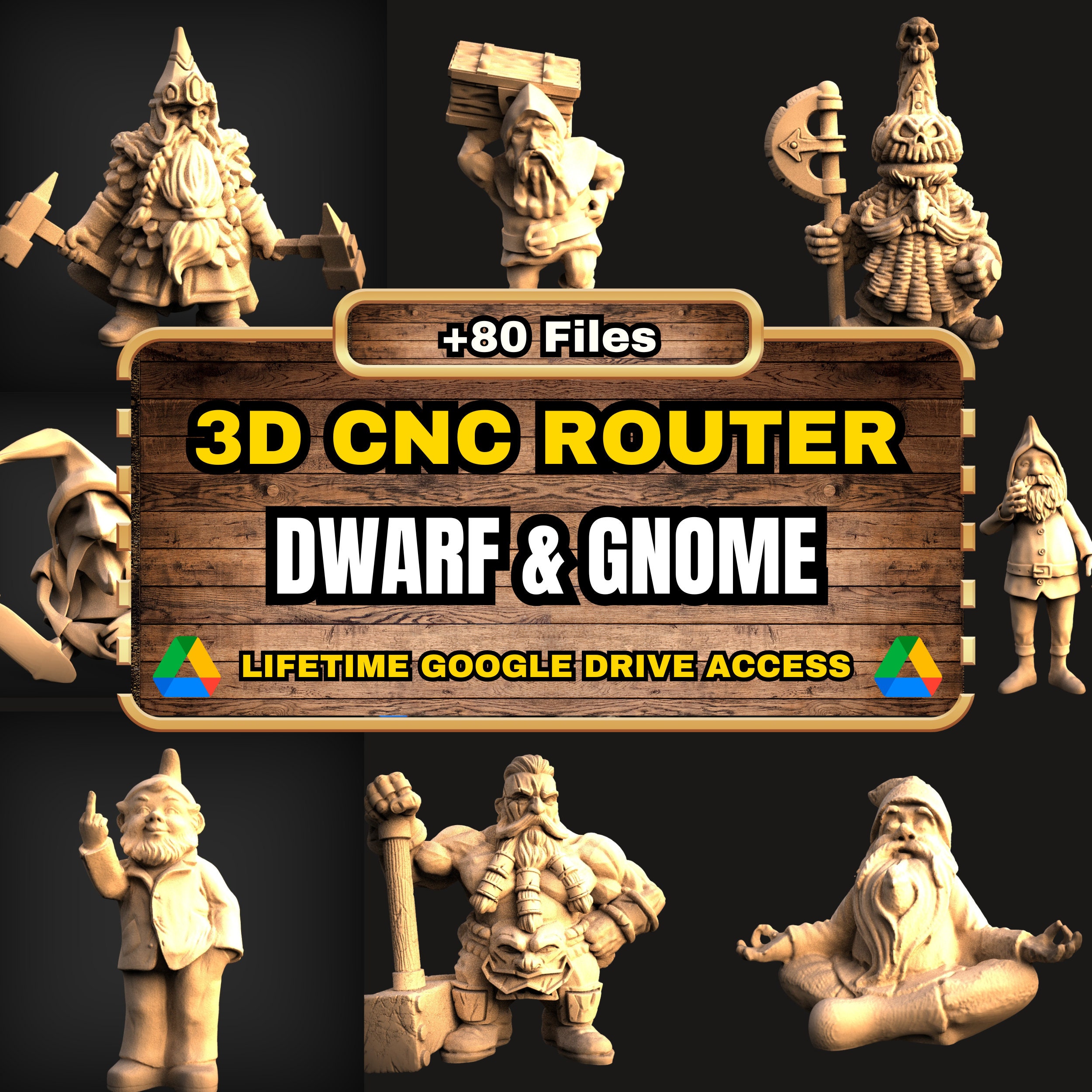 Dwarf & Gnome 3D CNC Router STL Pack: +80 STL Files of Dwarves and ...