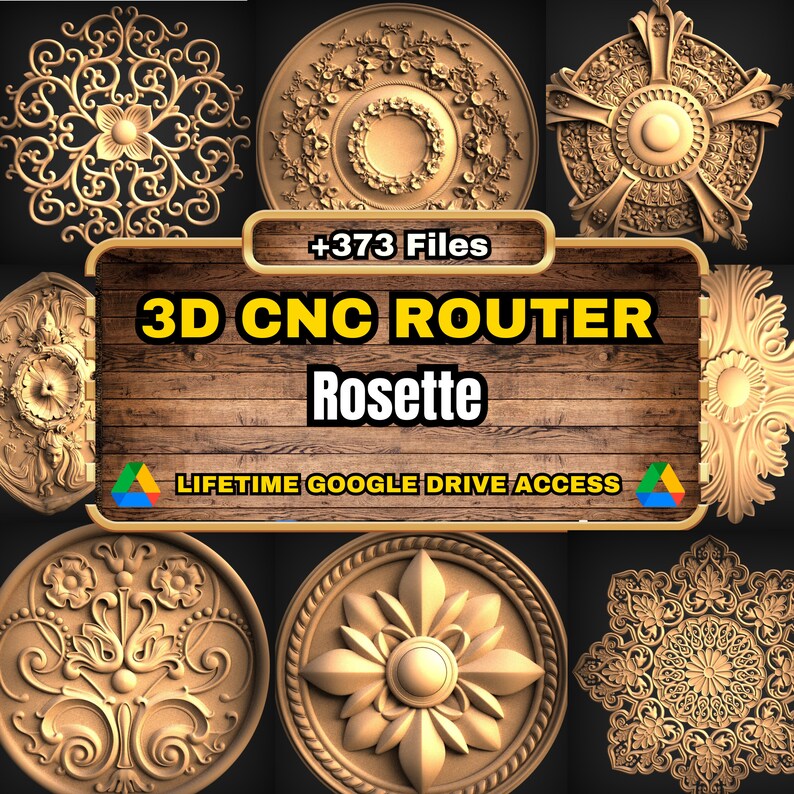 Rosette 3D CNC Router STL Pack: 373 STL Files of Flower and Roses Models for 3D Cnc Router ...