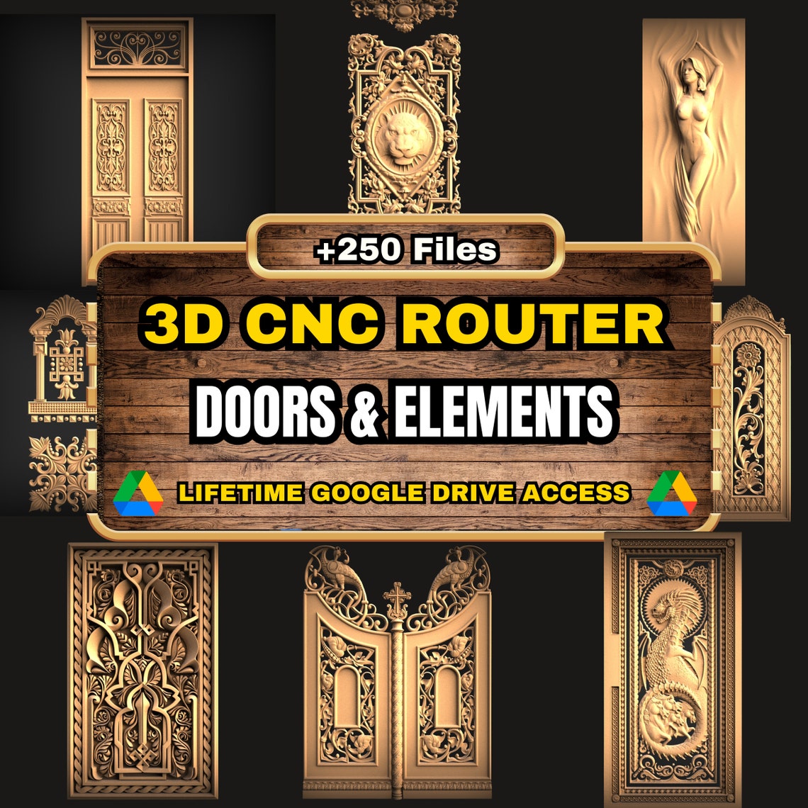 Doors & Elements 3D CNC Router STL Pack: 250 STL Files of Doors and ...