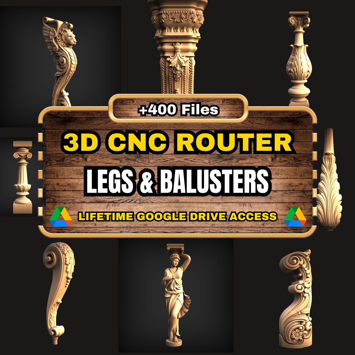 Legs & Balusters 3D CNC Router STL Pack: +400 STL Files of Table Legs ...