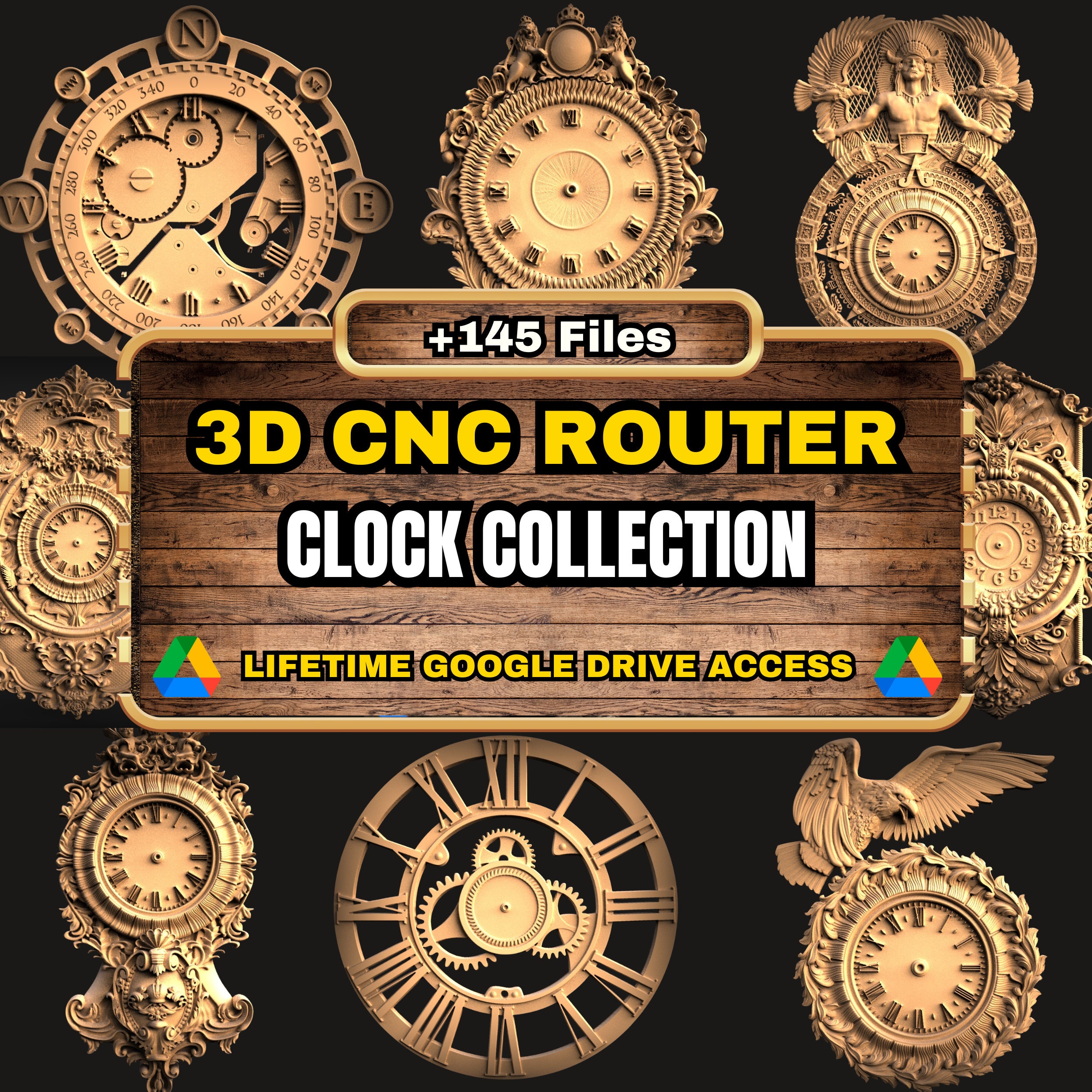 Clock Collection 3D CNC Router STL Pack: +145 STL Files of Clocks Models for 3D Cnc Router ...