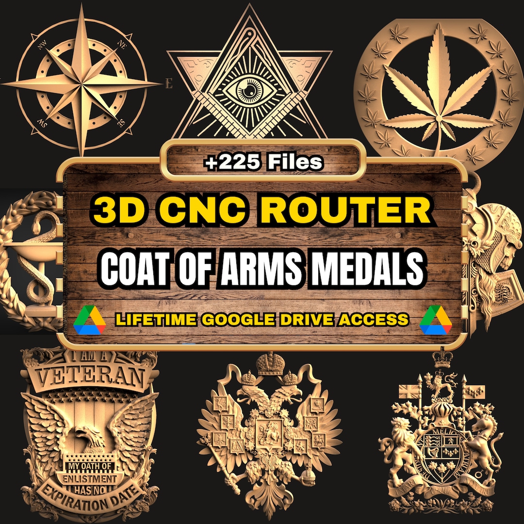 Coat of Arms Medals 3D CNC Router STL Pack: +225 STL Files of Coat of ...