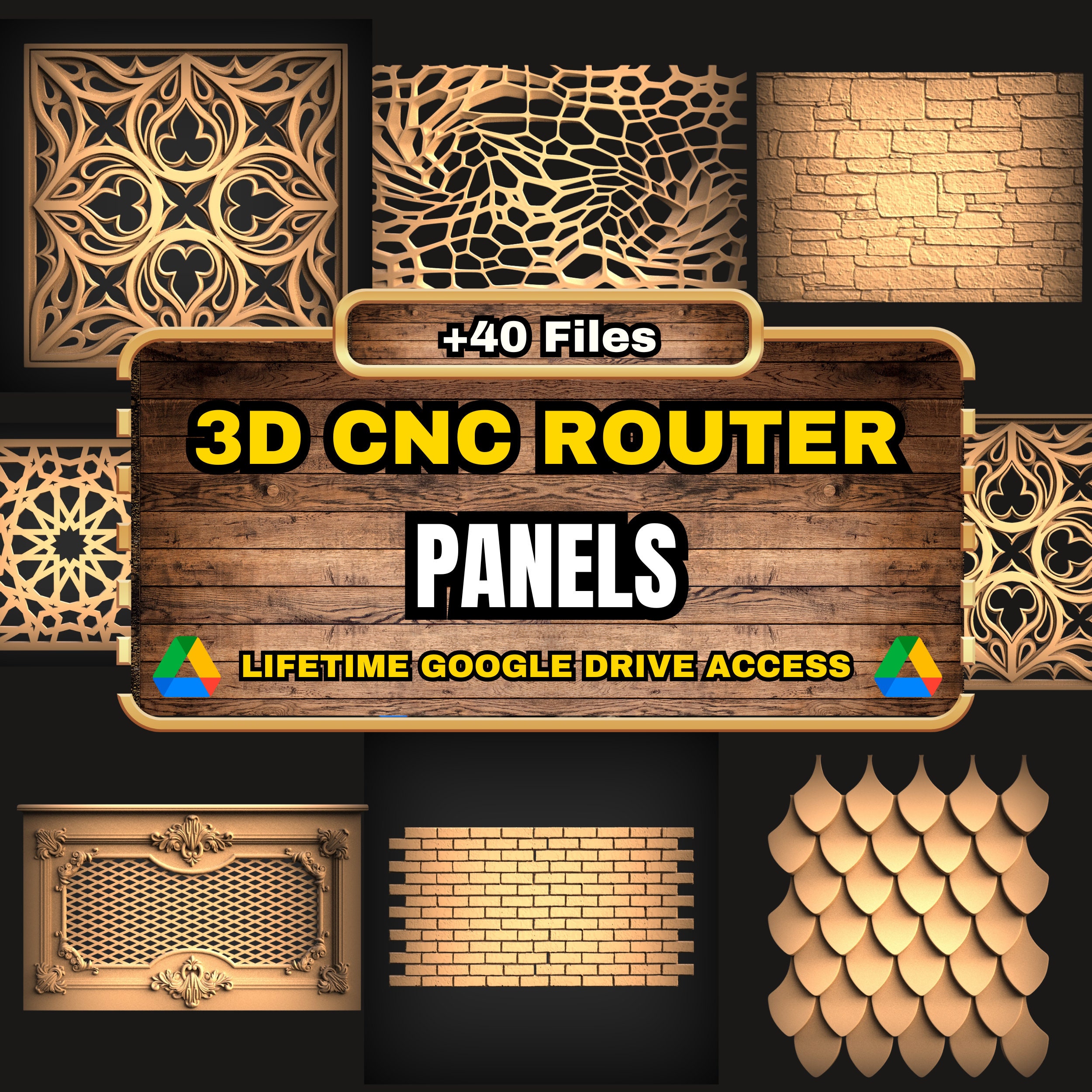 Panels 3D CNC Router STL Pack: 40 STL Files of Decorative Panels for 3D ...